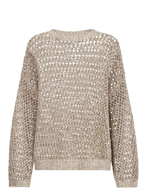 Brunello Cucinelli Silk-linen Blend Net Sweater - Grey