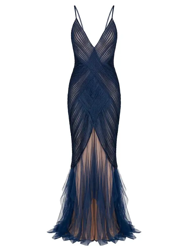WEISE Azuleja Mesh Maxi Dress - Blue