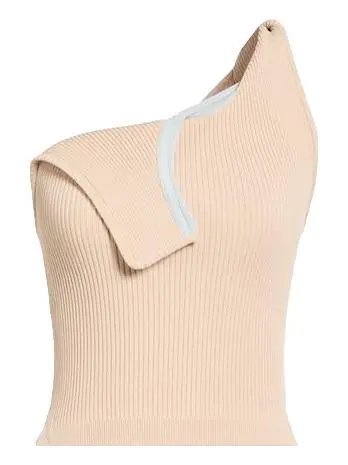 Jacquemus Ribbed Knit One-shoulder Top - Beige