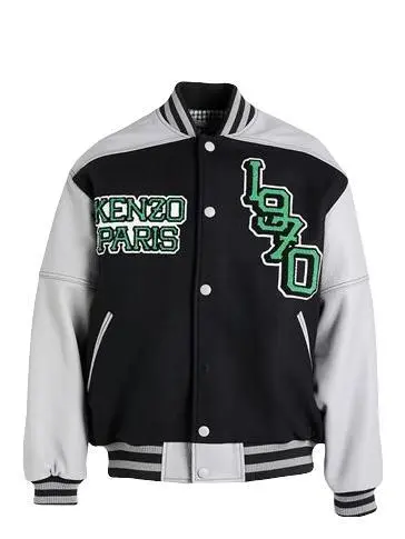 Kenzo Wool Blend Varsity Jacket - Black