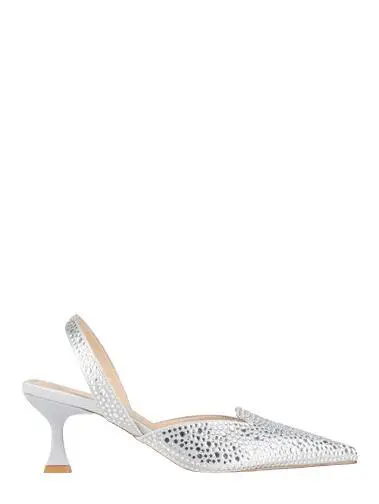 TWENTY FOUR HAITCH Satin Slingback Pumps - Silver