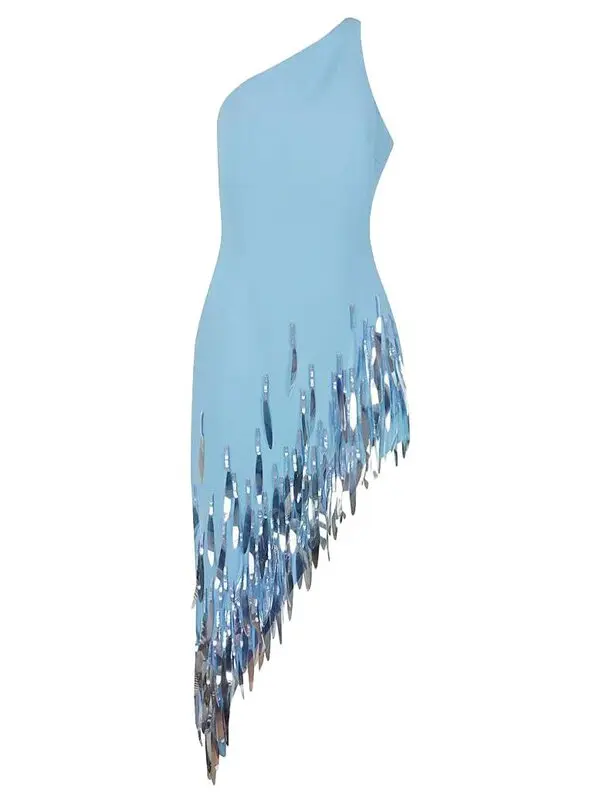 David Koma Sequin-embellished Asymmetrical Mini Dress - Blue