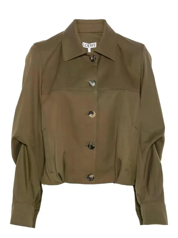 Loewe Anagram-embroidered Cropped Jacket - Brown