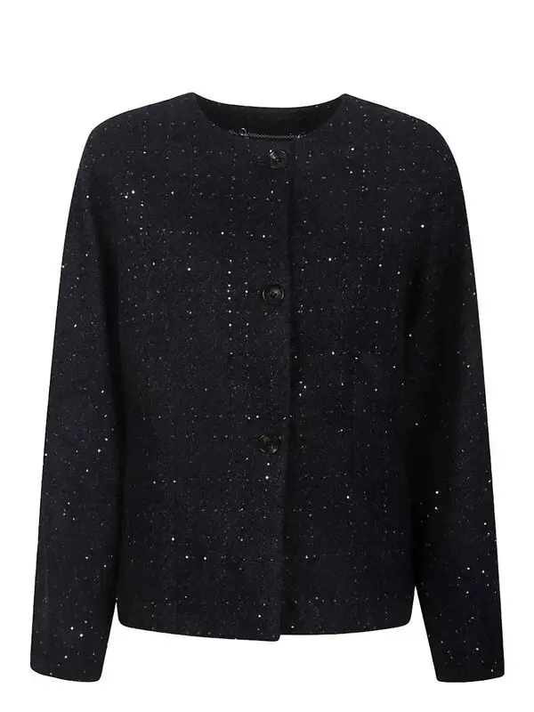 Kiton Sequin-embellished Bouclé Tweed Jacket - Blue