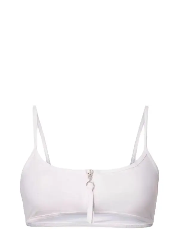Loulou De Saison Olga Square Neck Zip Bikini Top - White