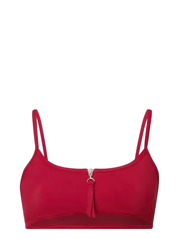 Loulou De Saison Olga Zipped Square-neck Bikini Top - Red