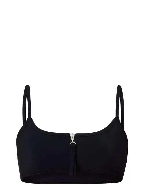 Loulou De Saison Olga Zipped Square-neck Bikini Top - Black