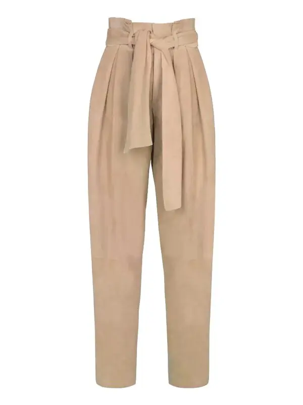 Balmain Self-tie Suede Trousers - Neutrals