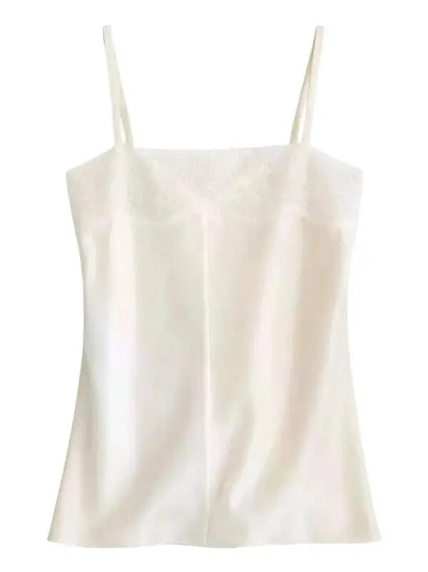 Carven Lace-trimmed Silk Top - Neutrals