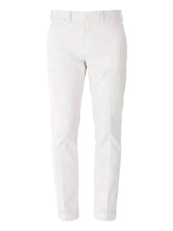 FAY Pressed-crease Turn-up Trousers - White