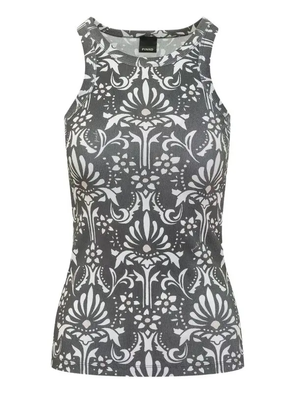 Pinko Baroque-print Tank Top - Grey