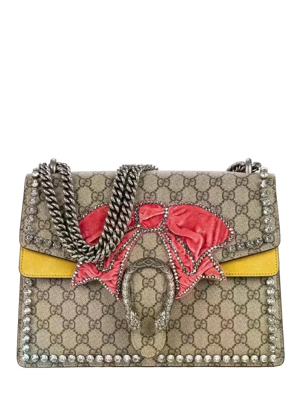 Gucci Dionysus Crystal-embellished Shoulder Bag - Neutrals