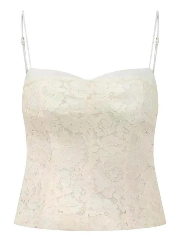 Pinko Lace Overlay Corset Top - Neutrals
