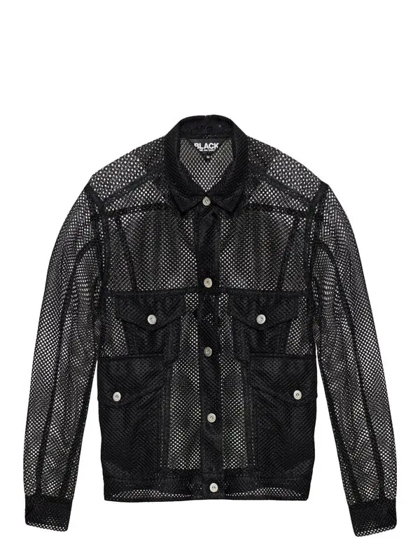 Comme Des Garçons Transparent Shirt With Pockets - Black