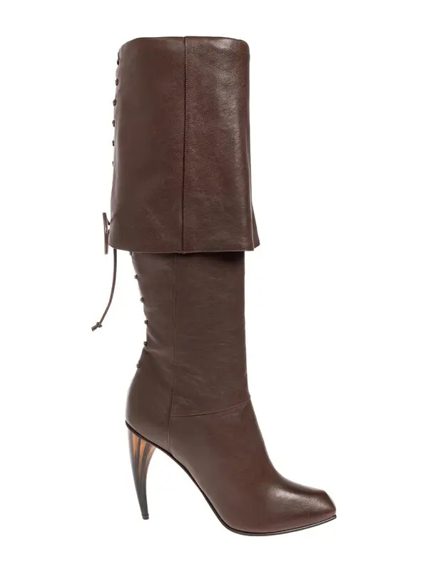 Alexander McQueen Leather Heeled Boots - Brown