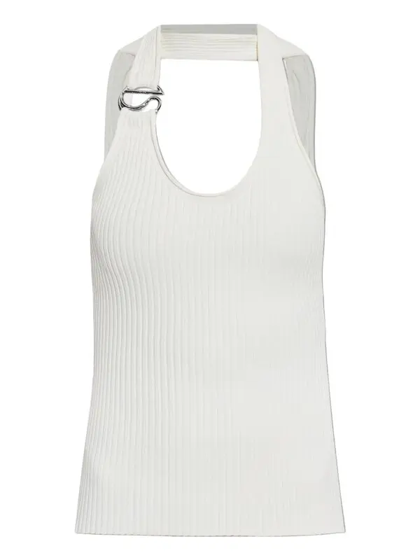 Coperni Off-shoulder Ribbed Knit Top - White