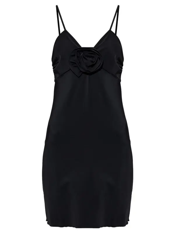 Moschino Spaghetti Strap Beach Dress With Fabric Rose Detail - Black