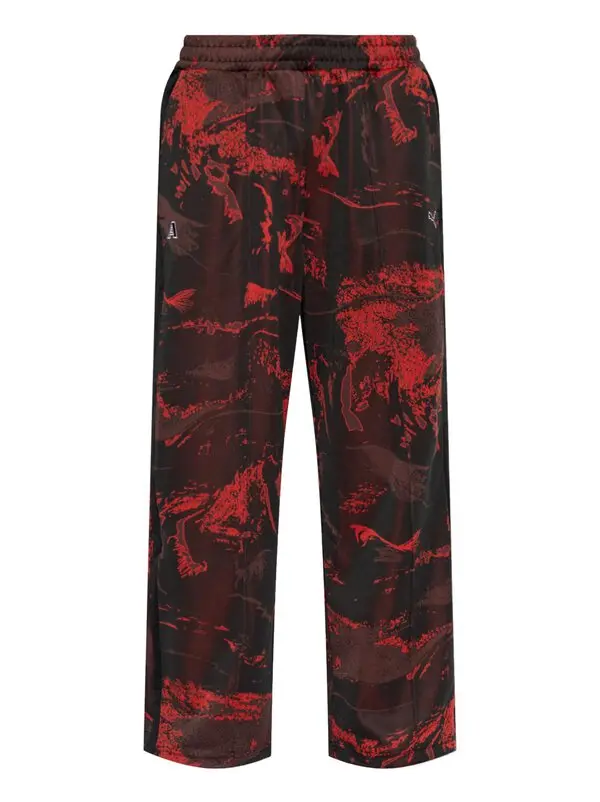 PUMA X Ahluwalia And Red Abstract Print Wide Leg Pants - Black