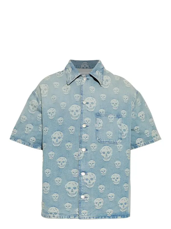 Alexander McQueen Denim Shirt With A Distinctive Skull Motif - Blue
