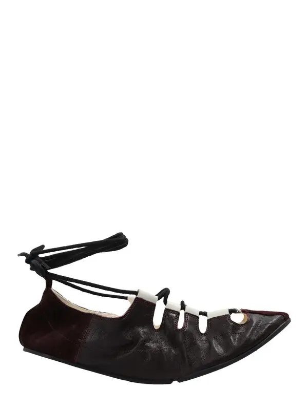 Alaïa Leather Ballerinas - Burgundy