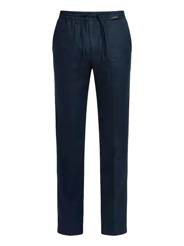 MICHAEL COAL Drawstring-fastening Linen Trousers - Blue