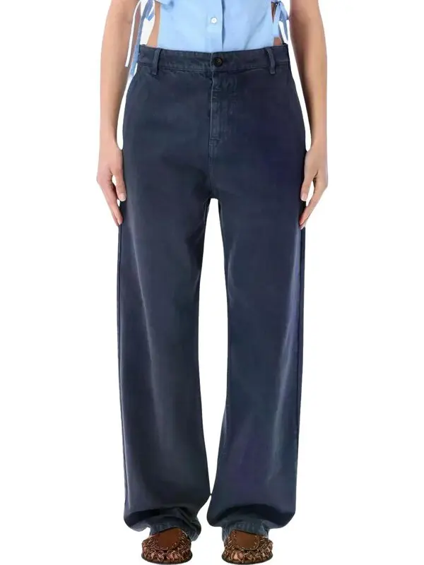Miu Miu Logo-embroidered Trousers - Blue