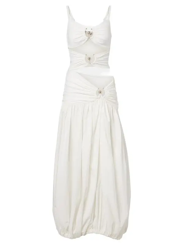 Christopher Esber Orbit Cutout Ruched Jersey Maxi Dress - White