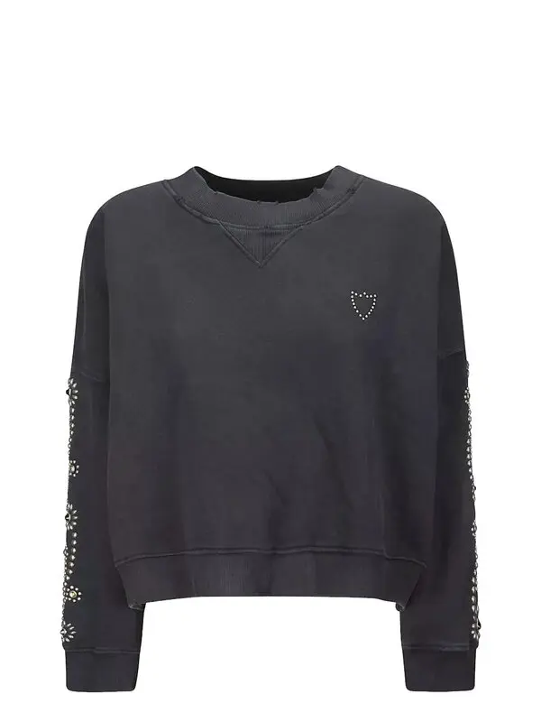 HTC LOS ANGELES Stud-embellished Paisley Sweatshirt - Black