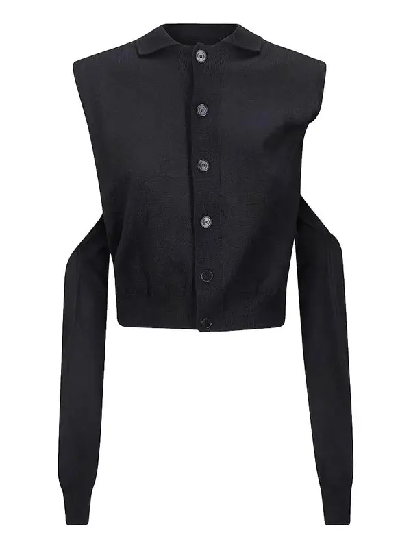 ALAINPAUL Cut-out Sleeveless Cardigan - Black
