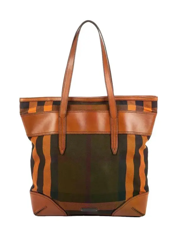 Burberry Check Pattern Tote Bag - Black