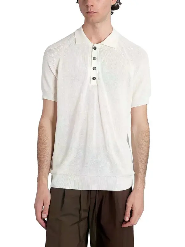 GREYED Raglan-sleeve Button-down Polo Shirt - Neutrals
