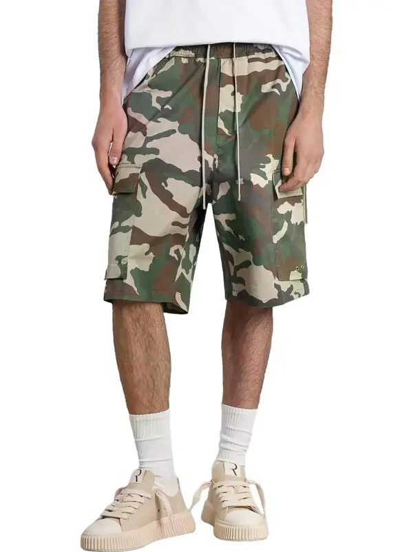 STATE OF ORDER Camouflage Print Cargo Shorts - Green