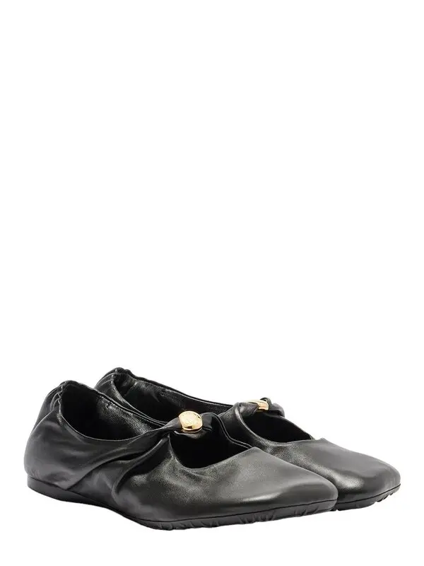 Loewe Pebble Soft Leather Mary Jane Flats - Black
