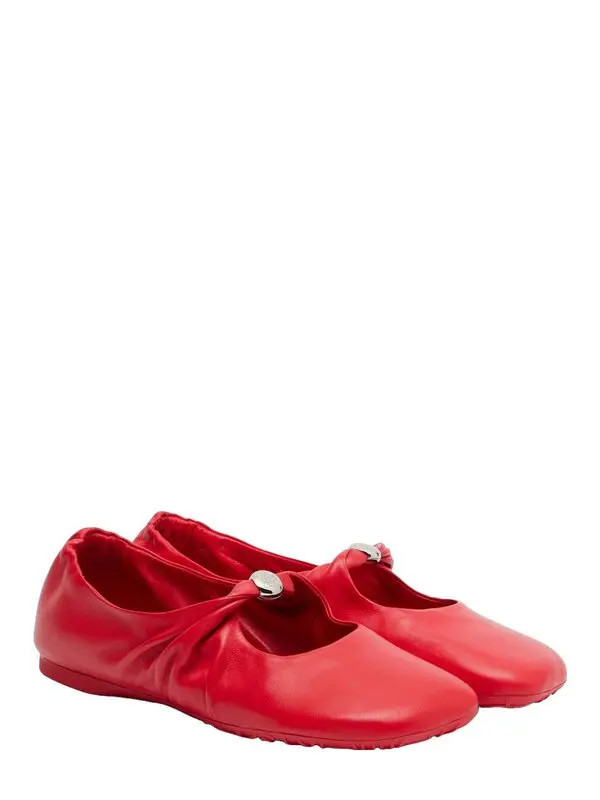 Loewe Pebble Soft Leather Mary Jane Flats - Red