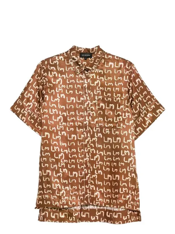 LEE MATHEWS Logo-print Short-sleeve Shirt - Brown