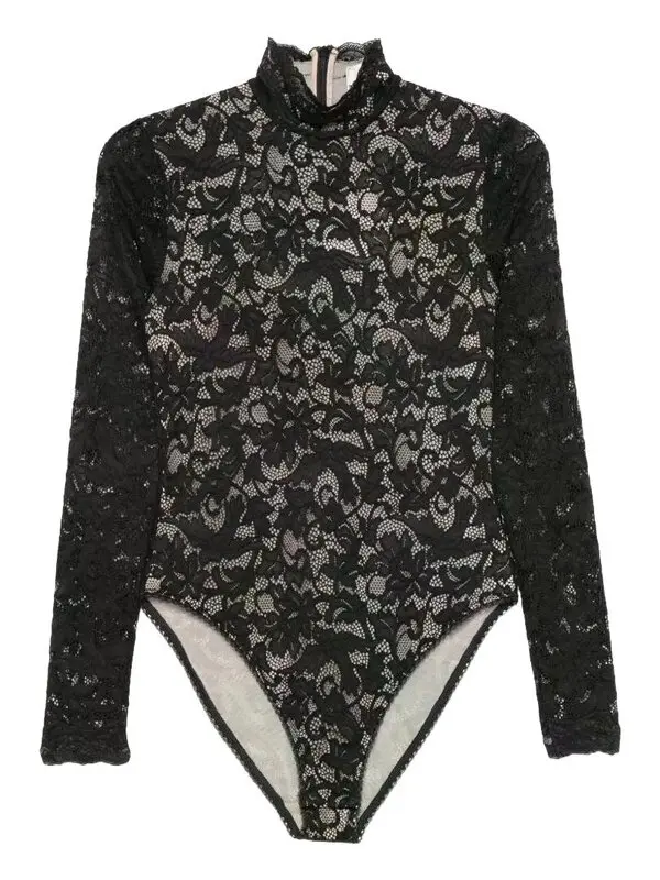 Zimmermann Floral-lace High-neck Bodysuit - Black