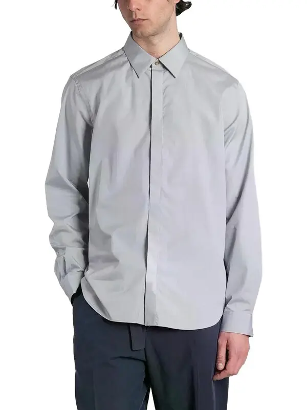 Paul Smith Concealed-front Long-sleeve Shirt - Grey