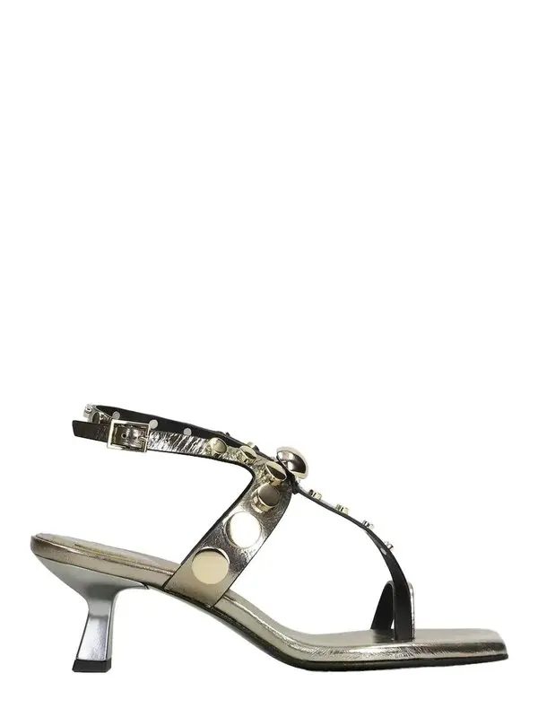 DONNARÌ Stud-embellished Kitten-heel Sandals - Gold