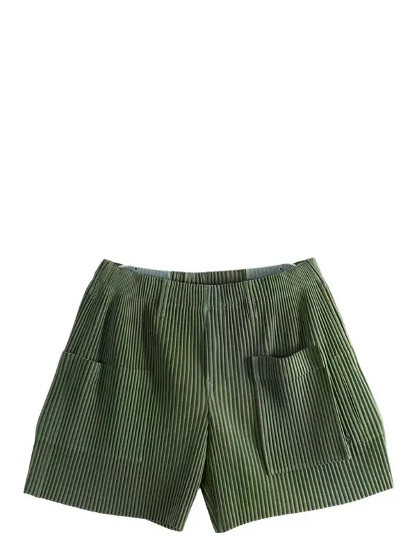 Issey Miyake Pleated Patch-pocket Bermuda Shorts - Green