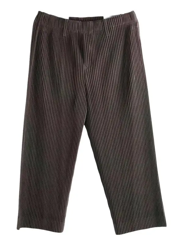 Issey Miyake Pleated Cropped Trousers - Brown