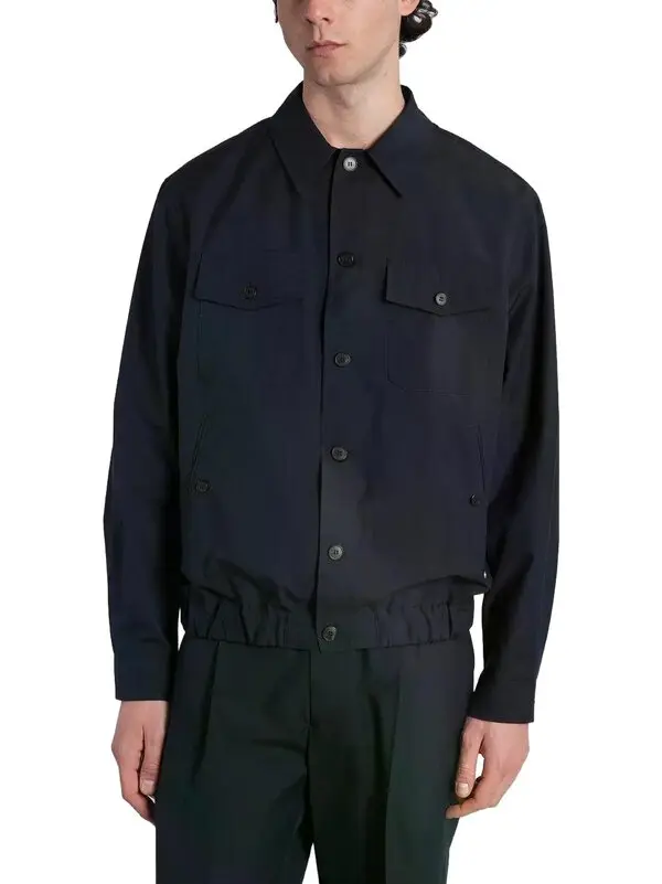 GREYED Elasticated Hem Jacket With Chest Pockets - Blue