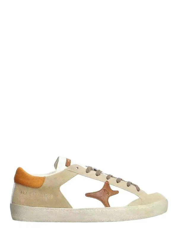 AMA-BRAND Suede Panelled Star Patch Sneakers - Neutrals
