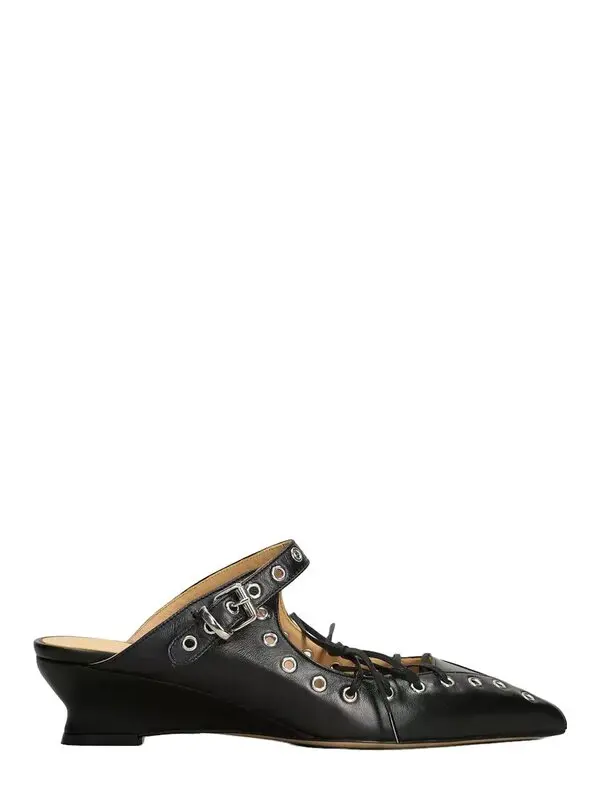ALCHIMIA Eyelet-embellished Lace-up Mules - Black