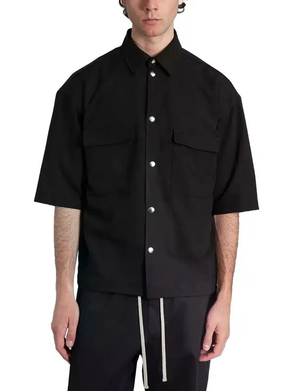 STATE OF ORDER Half Short-sleeve Press-stud Shirt - Black