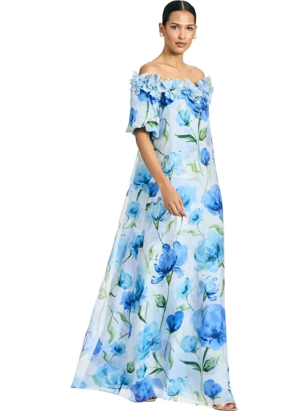 Sachin & Babi Valentina Gown - Grande Sapphire Poppies