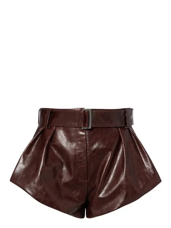 Magda Butrym Belted Leather Shorts - Brown