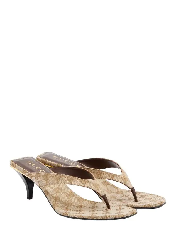 Gucci Vittoria Gg Canvas Thong Sandals - Beige