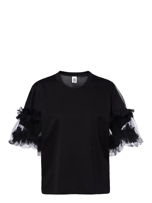 Noir Kei Ninomiya Ruffled Tulle-trimmed Cotton T-shirt - Black