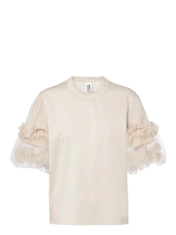 Noir Kei Ninomiya Ruffled Tulle-trimmed Cotton T-shirt - Beige