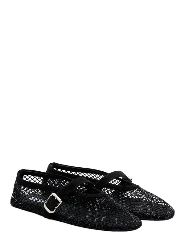 Alaïa Embellished Fishnet Ballet Flats - Black